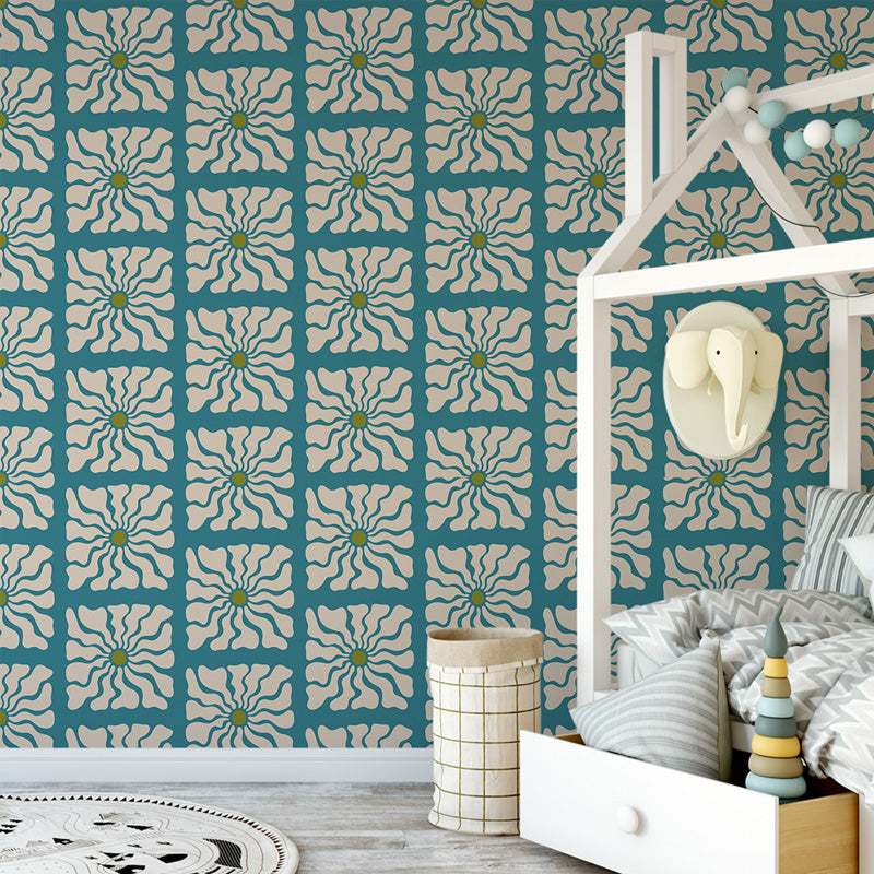 Buy Sunburst Tile Floral Wallpaper – Retro Geometric Design Online ...