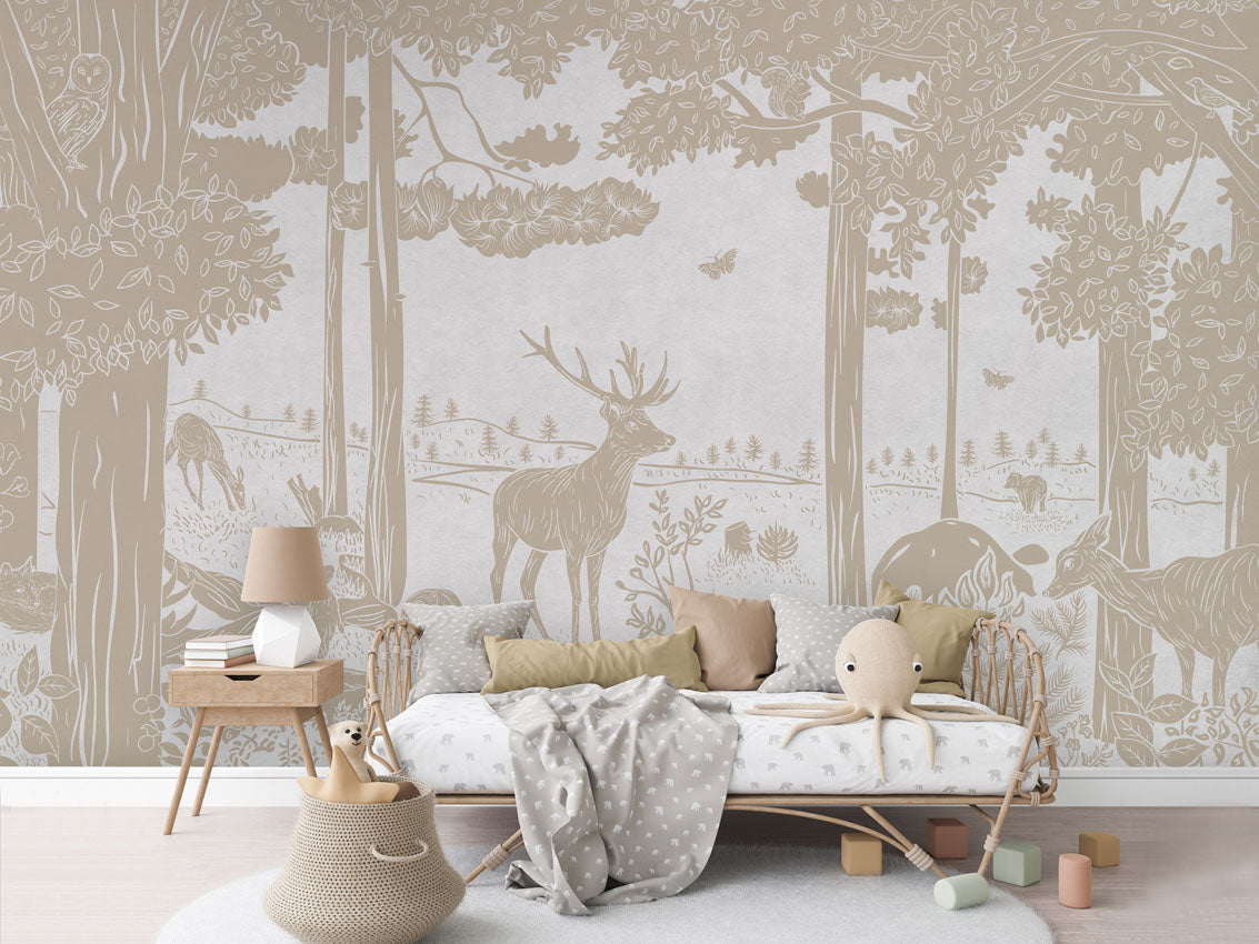 Buy Monochrome Forest Wallpaper Mural Online | Kaleon Wallpaper