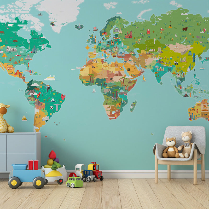 Buy Illustrated World Map Mural – Colourful Educational Design Online ...