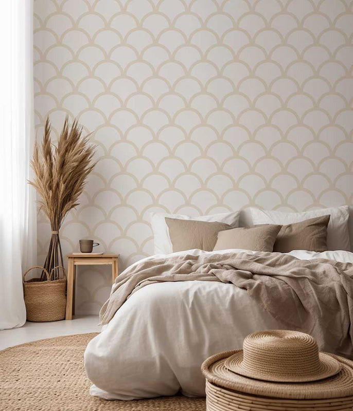 Buy Calm Shell Curve – Geometric Wallpaper in Soft Neutrals Online ...